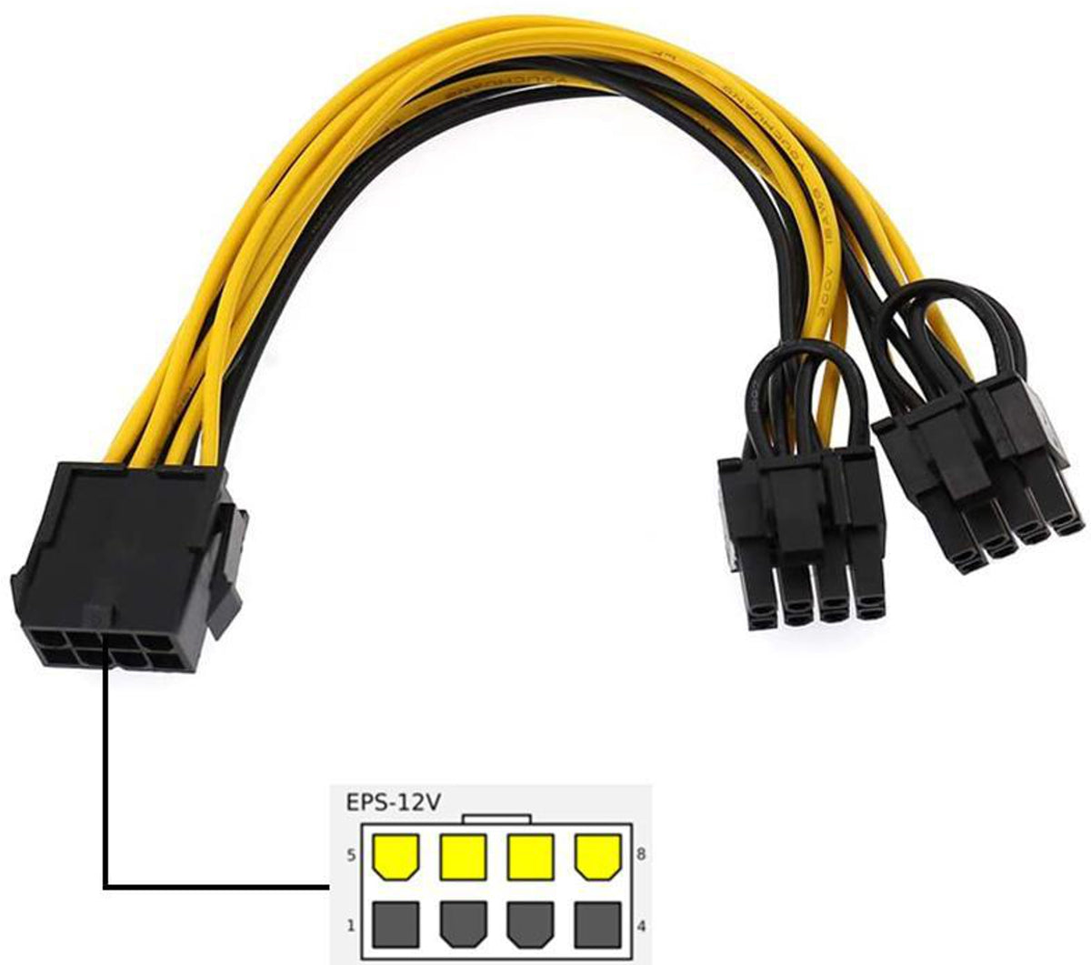 EPS CPU 8 Pin to Dual PCIE 8 (6+2) Pin Power Cable – hashrate