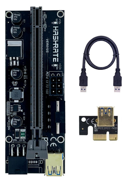 PCIe Riser Card - VER010S 12V - 2 x 6PIN + 4PIN – hashrate